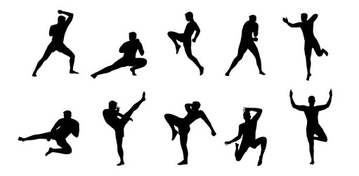 Set of muay thai character in different poses Vector Image