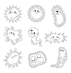 Different types of viruses coloring page Vector Image