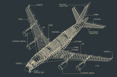 Large passenger plane blueprints Royalty Free Vector Image