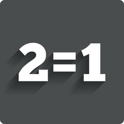 Two for one sign icon take pay for one Royalty Free Vector