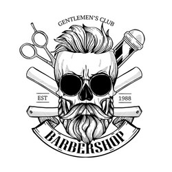 Barbershop logo with dangerous razor Royalty Free Vector