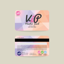 Front and back vip member card template Royalty Free Vector