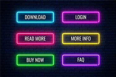 Neon signboard 18 plus color set Royalty Free Vector Image