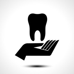 Hand holding a tooth icon Royalty Free Vector Image