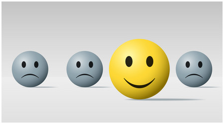 Happy face ball among sad balls background Vector Image