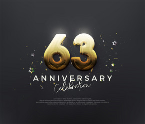 63rd anniversary number with shiny gold glitter Vector Image