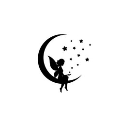 Black half moon with stars and forest magic Vector Image