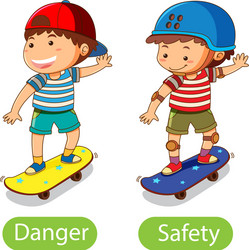 Opposite words with danger and safety Royalty Free Vector