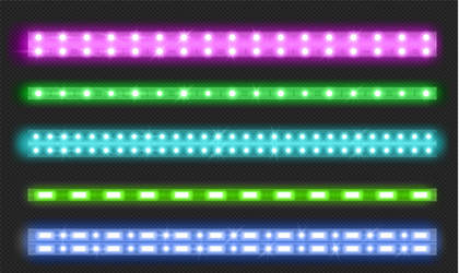 Realistic set of rainbow led stripes Royalty Free Vector