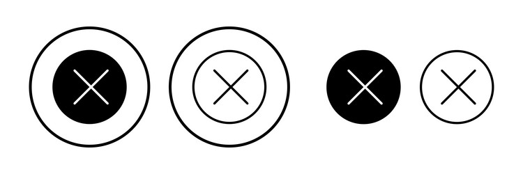 Close icon delete icon remove cancel exit symbol Vector Image