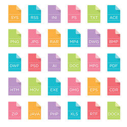 Common system file formats document types Vector Image