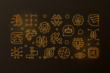 Ai technology colored horizontal banner Royalty Free Vector