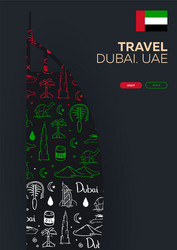 Uae travel to dubai hand draw doodle background Vector Image