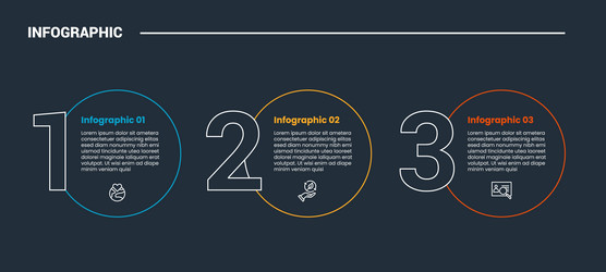 Process stages workflow infographic dark outline Vector Image