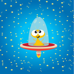 Alien spaceship orange in space Royalty Free Vector Image