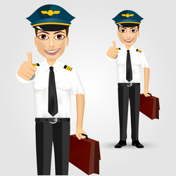 Airplane captain in pilot hat Royalty Free Vector Image