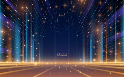 Stage with blue and gold light effect Royalty Free Vector