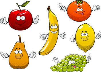 Cartoon apple orange and banana fruits Royalty Free Vector