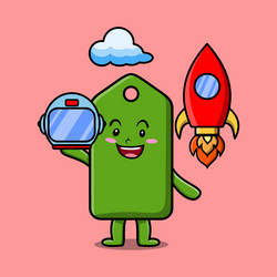 Cute cartoon price tag holding big golden star Vector Image