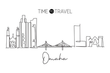 Single continuous line drawing of omaha city Vector Image