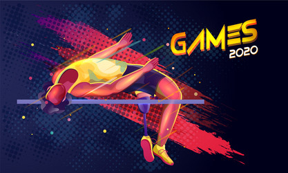 Faceless disabled man high jump crossbar on patel Vector Image