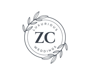Zc initials letter wedding monogram logos Vector Image