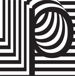 Modern abstract striped design with lines letter p