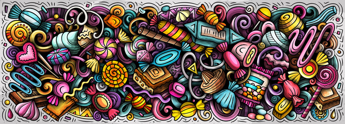 Candies doodle cartoon funny banner Royalty Free Vector