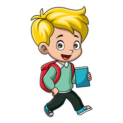 Cute happy school boy cartoon Royalty Free Vector Image