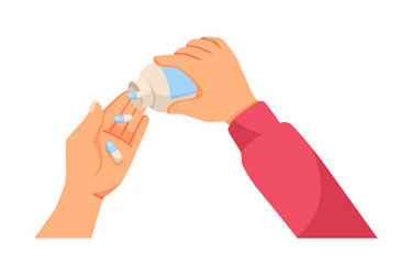 Human hand take medical tablet or pill Royalty Free Vector