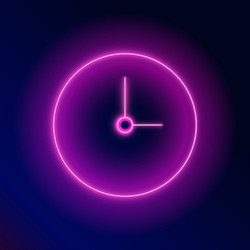 Light glowing clock icon neon time symbol Vector Image