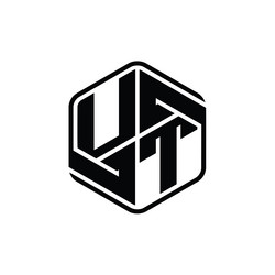 Ut logo monogram hexagon shape with triangle Vector Image