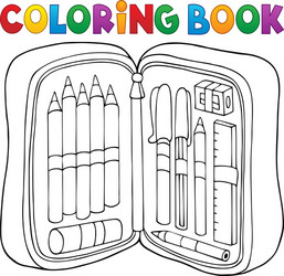 Coloring book pencil case theme 2 Royalty Free Vector Image