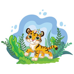 Cartoon character jumping tiger Royalty Free Vector Image