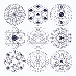 Sacred geometry design elements original outline Vector Image