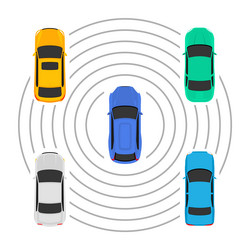 Autonomous car top view futuristic system guidance