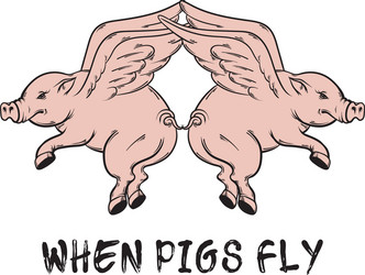 When pigs fly quote typographical background hand Vector Image