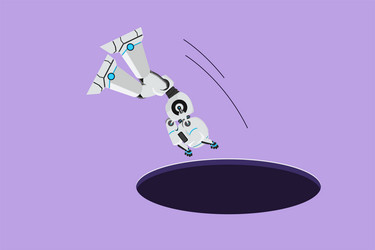 Cartoon flat style drawing robot jump through Vector Image