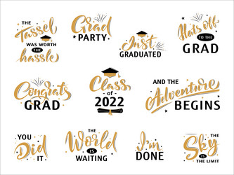 Graduation party hand lettering greeting sign Vector Image