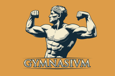 Bearded bodybuilder showing his muscular body Vector Image