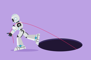 Cartoon flat style drawing robot jump through Vector Image