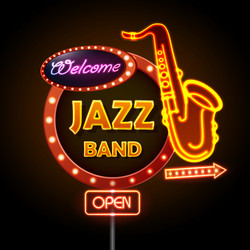 Jazz music neon sign bright signboard light Vector Image