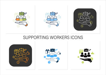 Supporting workers concept line icon Royalty Free Vector