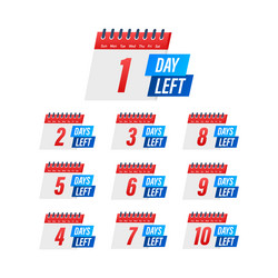 Days countdown days to go 1 2 3 4 5 6 7 8 9 10 Vector Image