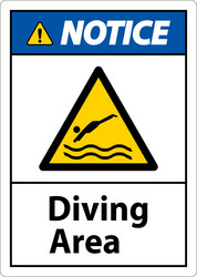 Caution diving area hazard sign on white Vector Image