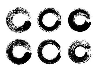 Red ink round brush stroke on white background Vector Image