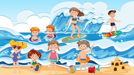 Kids At The Beach Clip Art