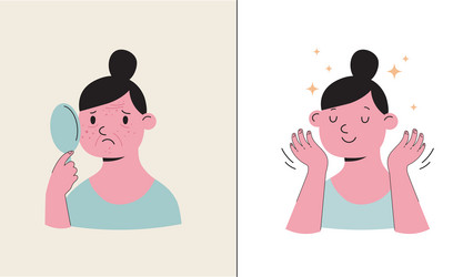 Skincare routine with cute girls Royalty Free Vector Image