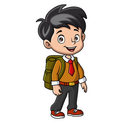 Cute happy school boy cartoon Royalty Free Vector Image