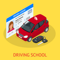 Isometric driving school concept Royalty Free Vector Image